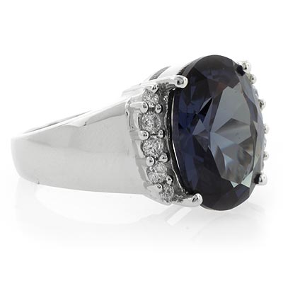 Big Alexandrite Changing Color Stone Ring Blue Purple