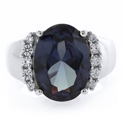 Big Alexandrite Changing Color Stone Ring Blue Purple