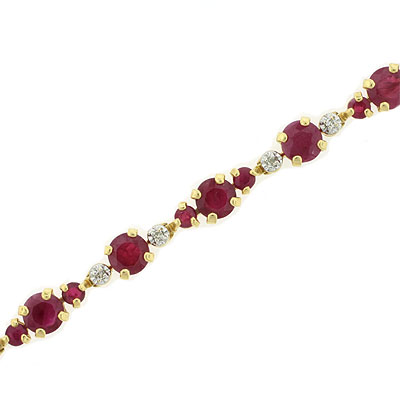 14K Gold Ruby with Diamond Bracelet Perfect Gift