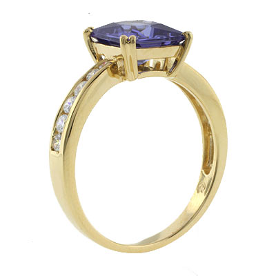 Princess Cut Tanzanite Sterling Silver Ring