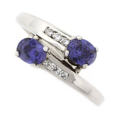Tanzanite 2 Stone Silver Ring