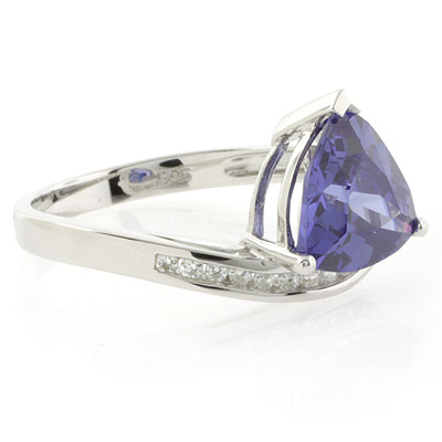 Silver Trillion Cut Tanzanite Ring