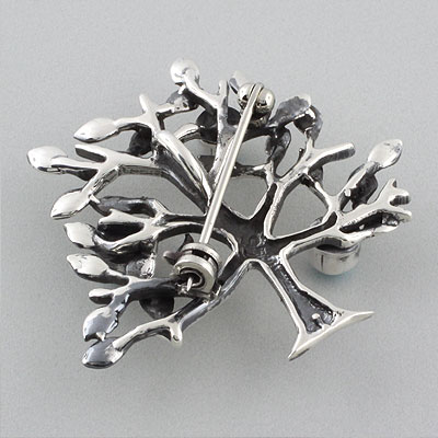 Turquoise Gemstone Silver Tree Pendant and Pin