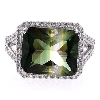 Emerald Cut Watermelon Tourmaline Ring