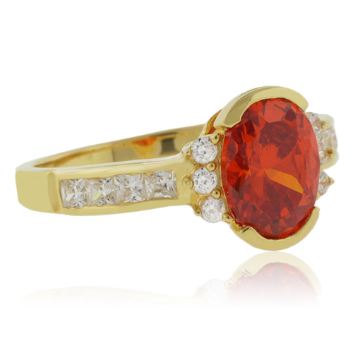 Oval Cut Channel Setting Fire Opal Ring