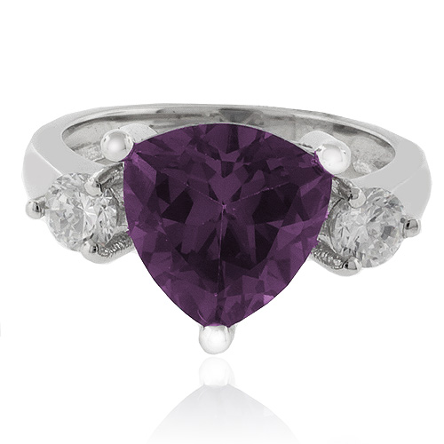 Trillion Cut Color Change Alexandrite .925 Silver Ring