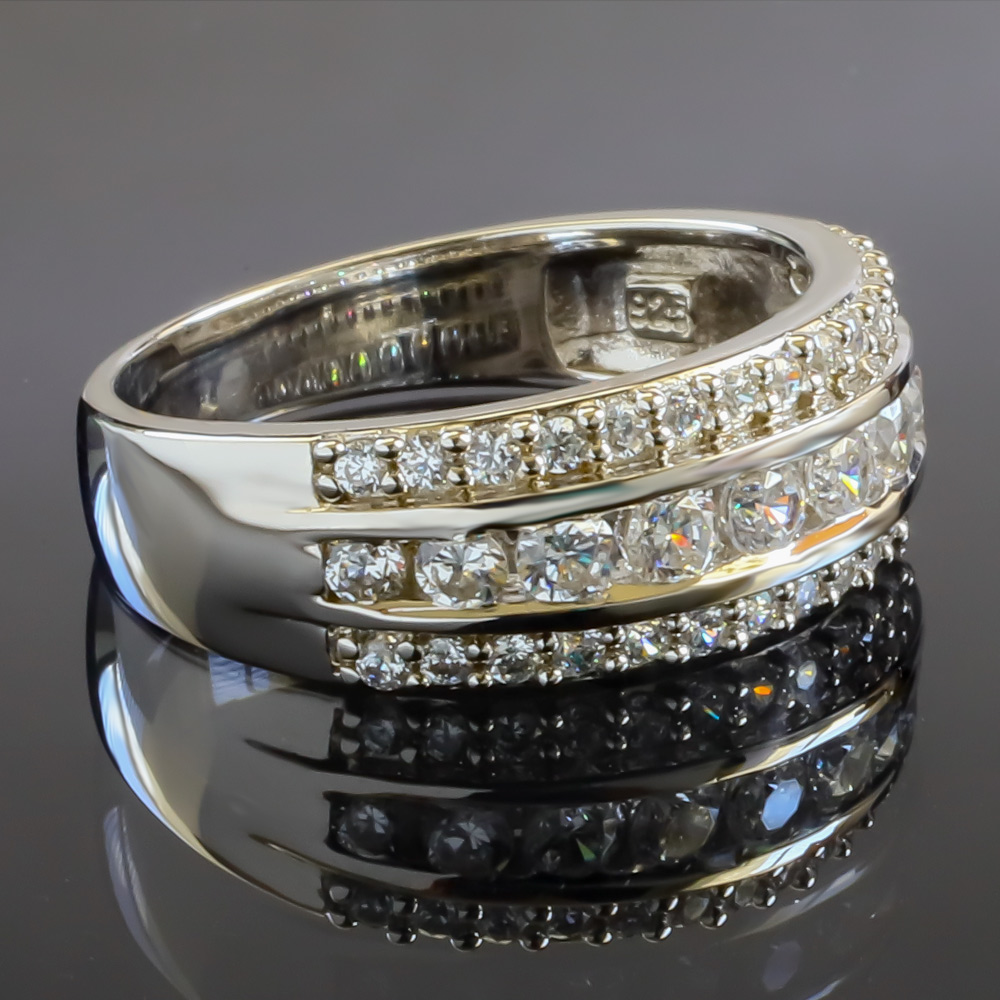 Channel Setting CZ Engagement Silver Ring