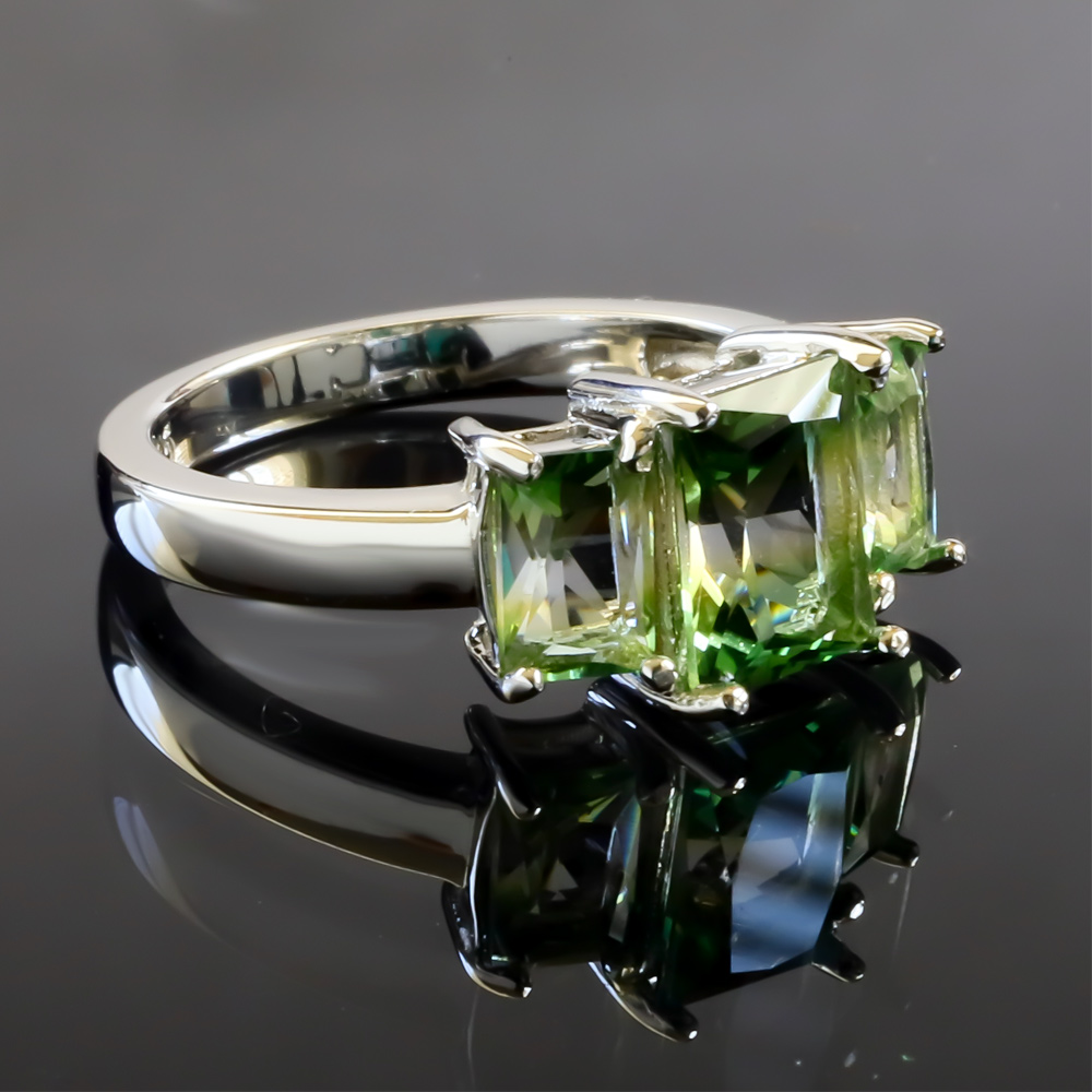 3 Stone Tourmaline Watermelon Ring