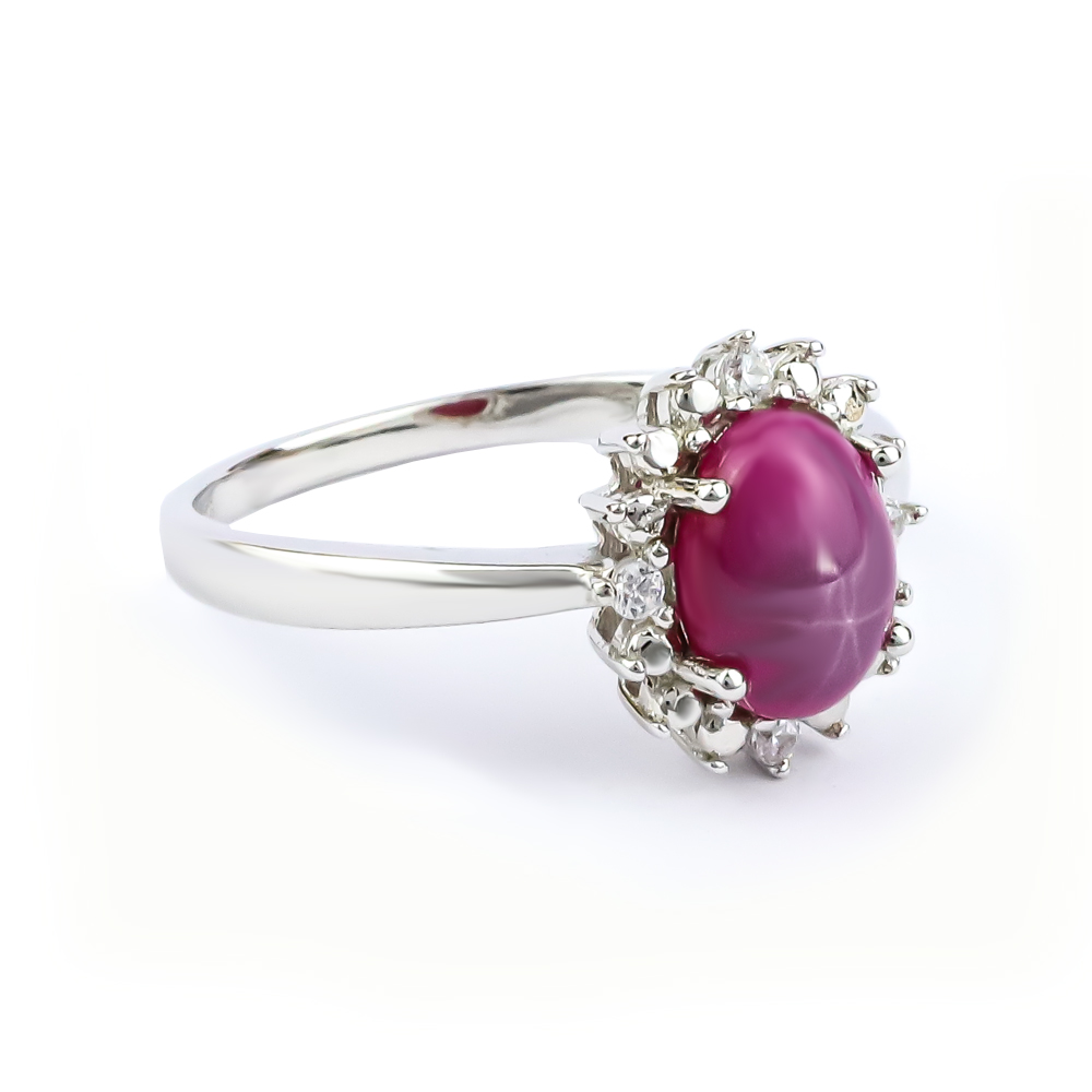 Cabuchon Star Ruby Sterling Silver Ring