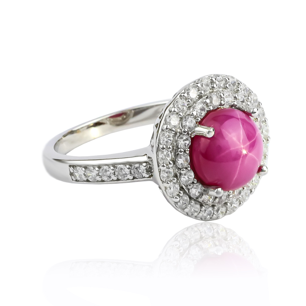 Pave Setting Star Ruby Ring