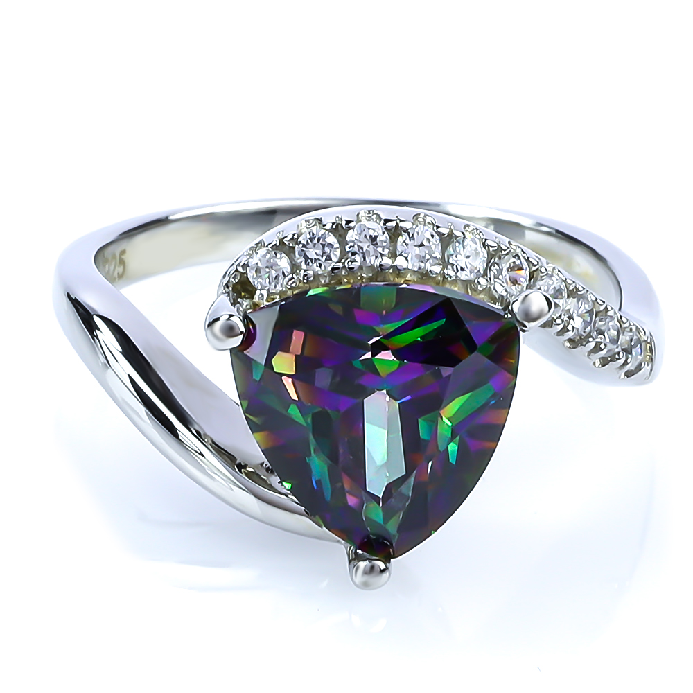 Trillion Cut Big Mystic Topaz Ring
