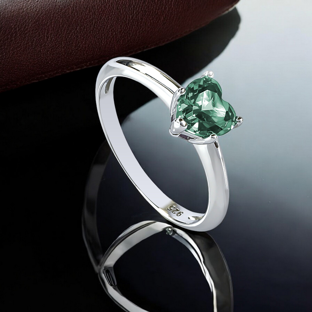 Sterling Silver Alexandrite Heart Shape Cut Ring