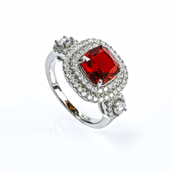 Very Big Red Ruby Silver Ring