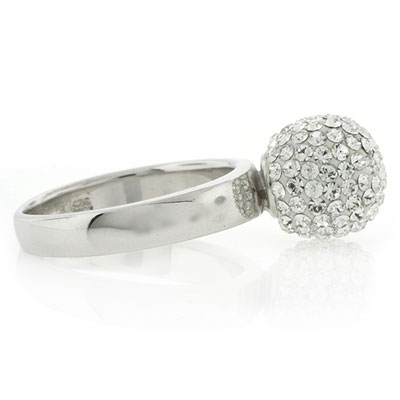 White Swarovski Sterling Silver Ball Ring