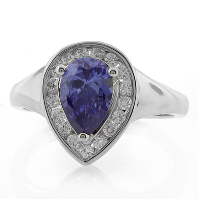 Pear Cut Tanzanite Silver Ring